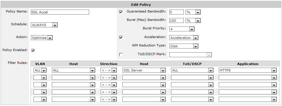 Create policies to accelerate SSL traffic
